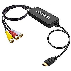 Tackston RCA to HDMI Converter, 1080P RCA Composite AV to HDMI Video Converter Cable Compatible with Wii NES N64 PS2 Xbox 360 Sega Genesis VHS VCR DVD Players to Modern TV
