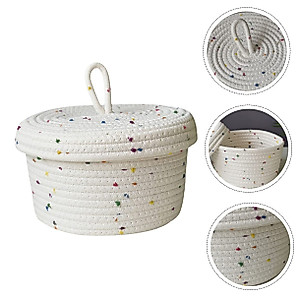 Cabilock 2pcs Storage Box mini decor snacks container desk top decor white woven storage basket woven rope basket small cotton rope basket Makeup Storage Basket Decorative Desktop Basket