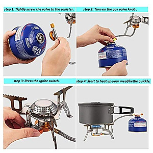 [2021 latest upgrade]Windproof Portable Camping Gas Stove,3500W With conversion adapter Folding Camping Stove with Pressure Ignition, Portable Stove, Suitable for Outdoor Backpacking/Hiking