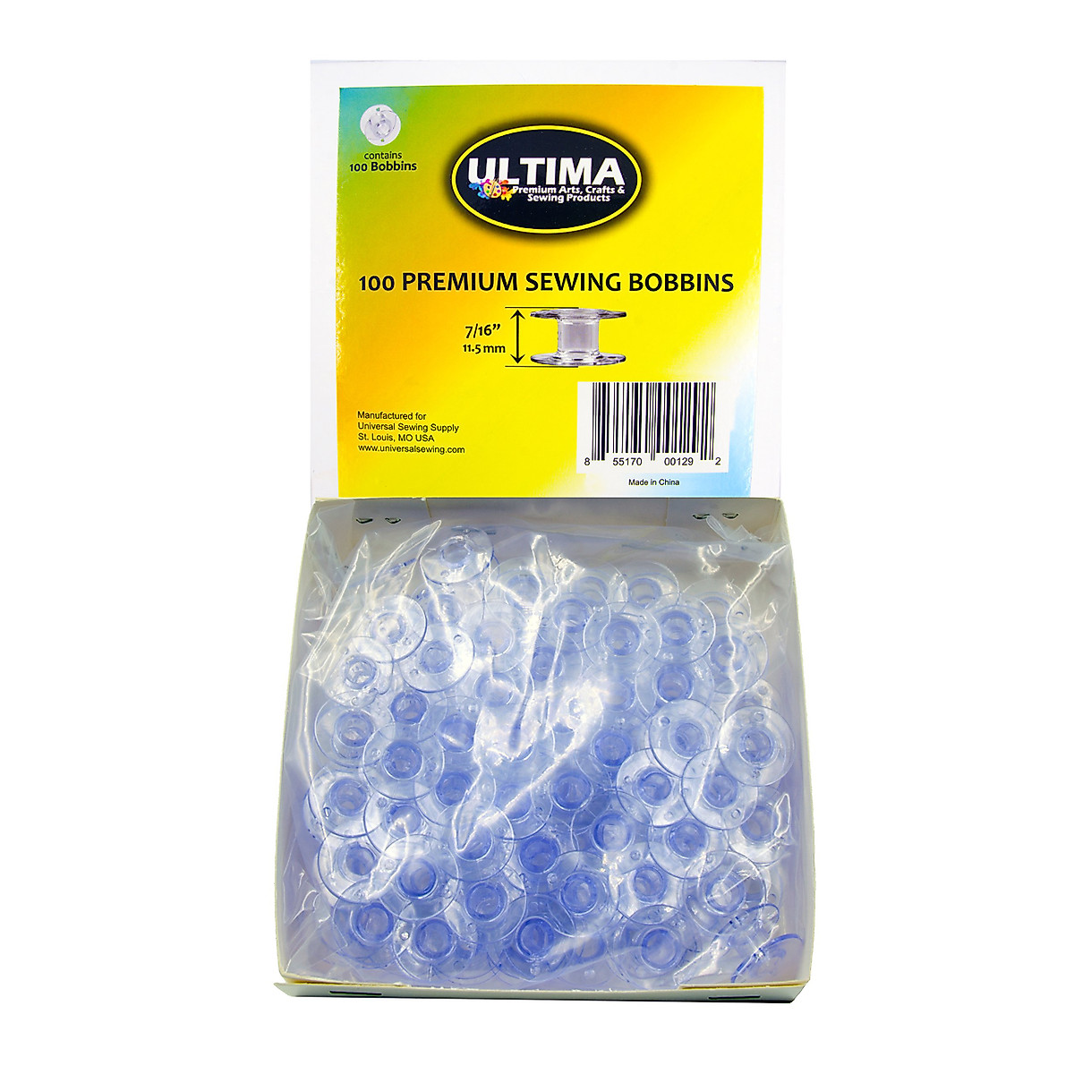 Ultima Premium Sewing Machine Bobbins - Style SA-156 Bobbins for Brother, Singer, Babylock, Janome, Kenmore & Other Sewing Machines (100 Bobbins)