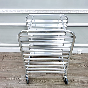 Foodservice Speed Rack Commercial-Grade Aluminum 10-Tier Sheet Pan/Bun Pan Storage Display Rack, 26" L x 20" W x 38" H with Wheels, Takes 13X18 & 18X26" Pans 10163-NPF
