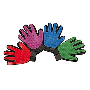 Safana Pet Grooming Glove - Gentle Deshedding Brush Glove - Efficient Pet Hair Remover Mitt - Massage Tool with Enhanced Five Finger Design - Perfect for Dogs & Cats with Long & Short Fur (Pink)