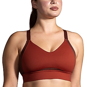Brooks Women's Interlace Sports Bra for High Impact Running, Workouts & Sports with Maximum Support - Copper/Run Raisin - 30 A/B
