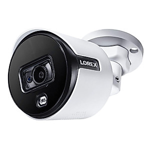 Lorex C881DA 4K Ultra HD Analog Active Deterrence Security Bullet Camera with Color Night Vision, 2.8mm, 135ft IR NV, IP67, White, (Only Camera) (Renewed)