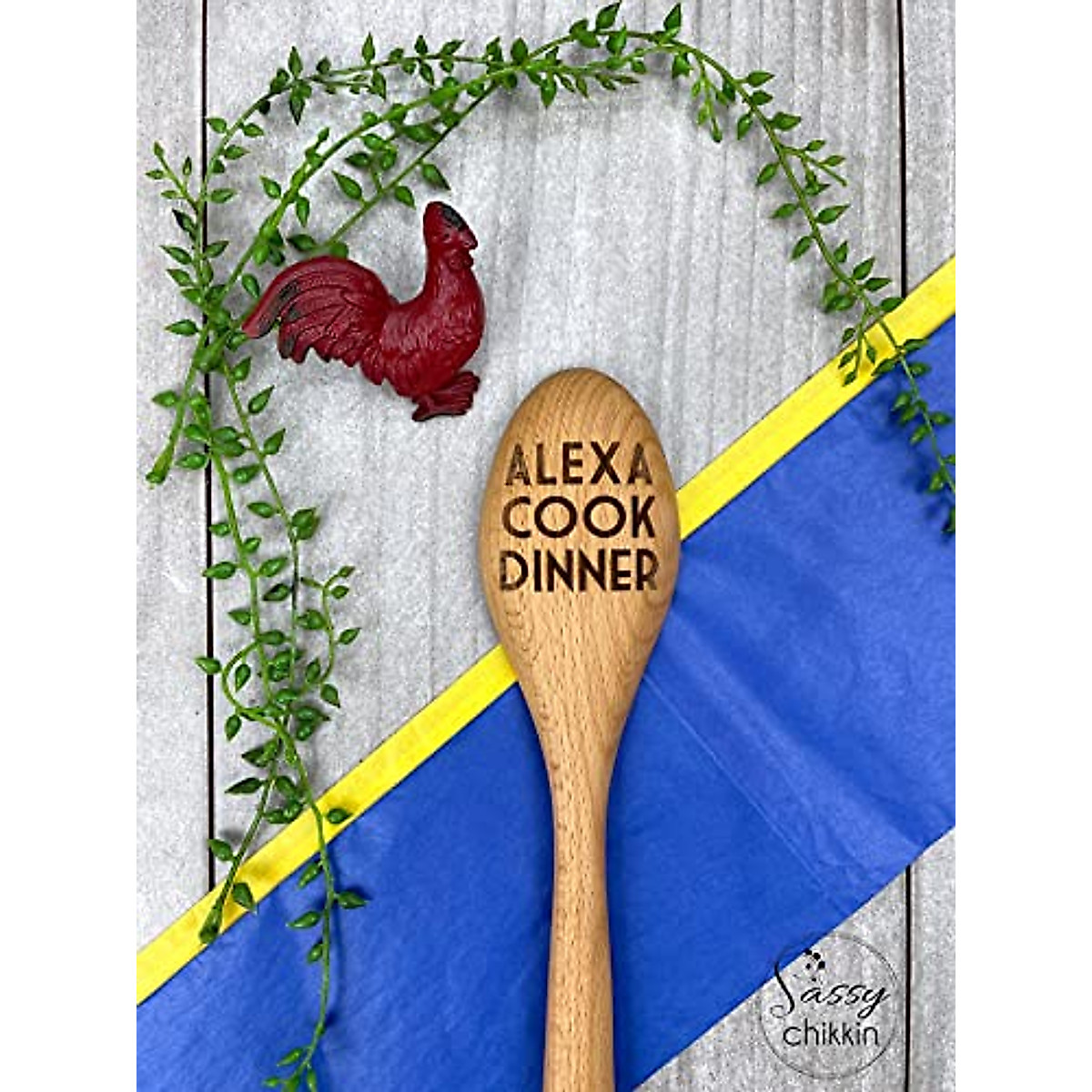 Alexa Cook Dinner Funny Wooden Spoon, Laser Engraved Gag Gift, Personalization Available, Funny Kitchen Gift, Alexa Kitchen, Stocking Stuffer