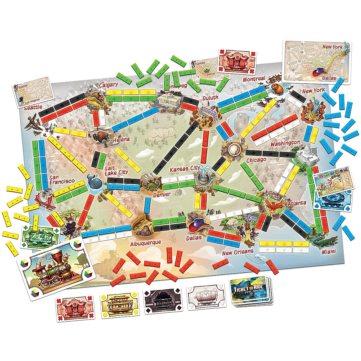 Ticket to Ride First Journey Board Game - Fun and Easy for Young Explorers! Train Strategy Game, Family Game for Kids & Adults, Ages 6+, 2-4 Players, 15-30 Min Playtime, Made by Days of Wonder