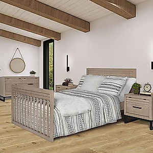 Evolur Kyoto 5-in-1 Convertible Crib in Brown Stone, Greenguard Gold and JPMA Certified, Non-Toxic Baby Safe Paint, Made of Hardwood, Unique Two Tone Design