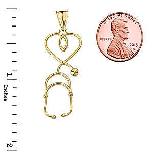 Fine 10k Yellow Gold Heart-Shaped Stethoscope Pendant
