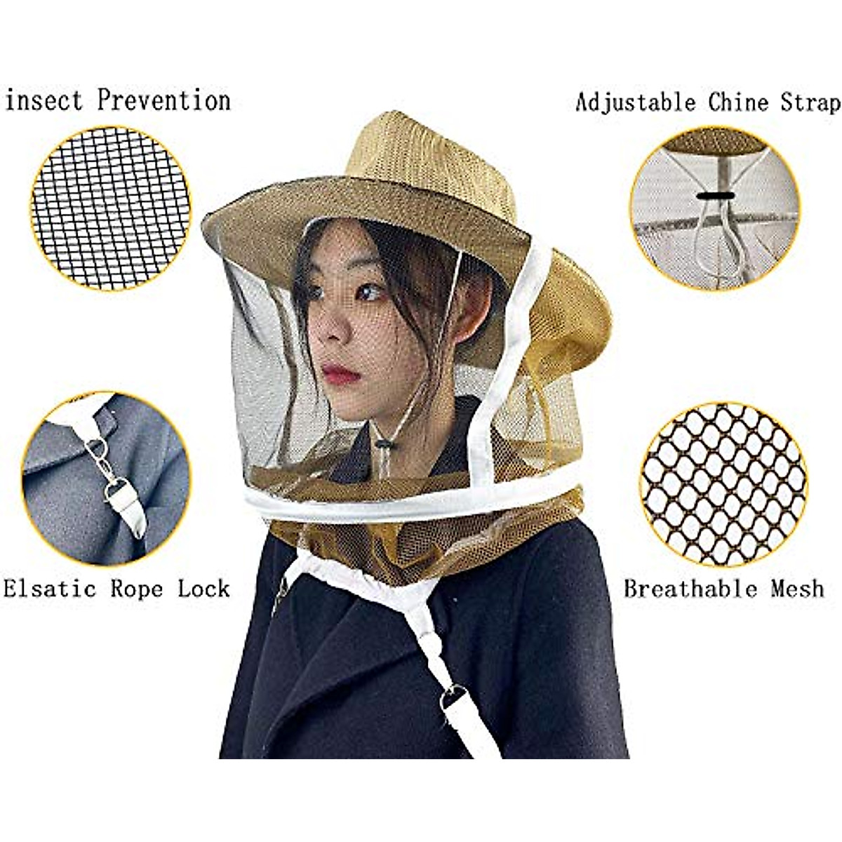 BeesNise Beekeeping Veil Hat Beekeeper Hat with Anti-bee Netting Professional Bee Keeping Supplies