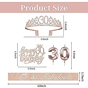 30th Birthday Decorations for Her,30th Birthday Sash,Crown/Tiara,Candles,Cake Toppers.30th Birthday Gifts for Her,30th Birthday Decorations for Women,30 Birthday Decorations