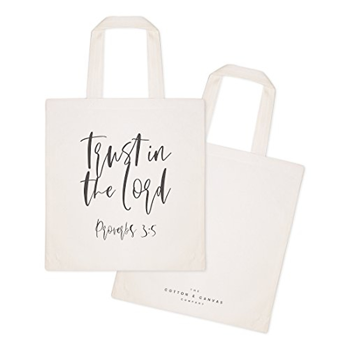 The Cotton & Canvas Co. Trust in the Lord, Proverbs 3:5 Beach, Shopping and Travel Resusable Shoulder Tote and Religious Bible Verse Handbag
