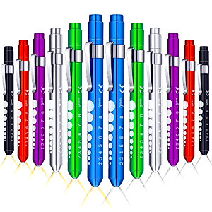 Penlight for Nurse Pen Light LED Reusable Pen Light with Pupil Gauge Nurses Pin Light for Torch Medical Students Doctors Daily Use with Pocket Clip Nurse Gifts(15 Pieces,Basic Colors)