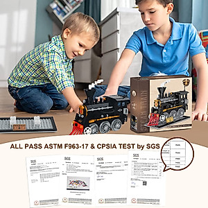 BRICK STORY Train Building Toys, Classic Steam Train, Creator Locomotive Model, Retro City Train Set, Creative Construction Brick for Kids Boys 6-12 246 Pieces