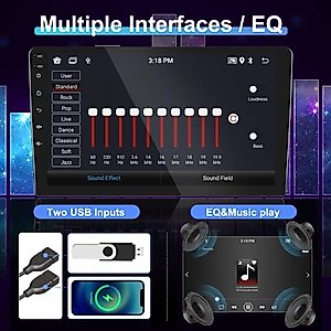 2G+32G Wireless Apple CarPlay Car Stereo, 9" Touch Screen Android 11 Double Din Car Radio, HD Backup Camera Bluetooth Audio GPS Navigation WiFi Subw Android Auto USB FM/RDS Radio External Mic