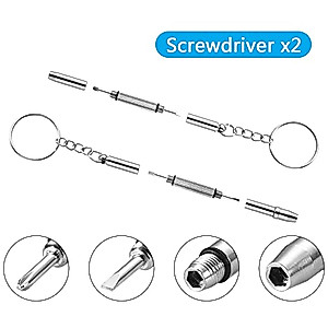 OctinPris Eyeglass Sunglass Repair Kit with Screws Tweezers Screwdriver Tiny Micro Screws Nuts Assortment Stainless Steel Screws Glasses Repair Nose Pads for Spectacles