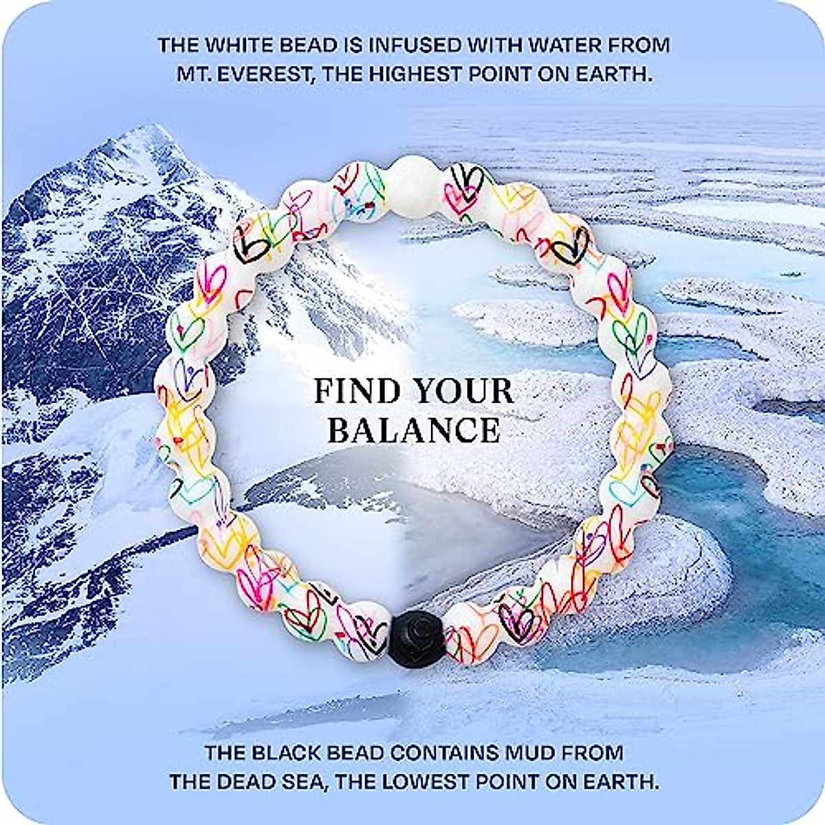 Lokai Silicone Beaded Bracelet for Women & Men, Artist Collection - James Goldcrown Hearts, (Large, 7 Inch Circumference) - Jewelry Fashion Silicone Bracelet Slides-On, Comfortable Fit