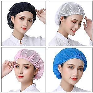6pcs Unisex Elastic Chef Hat Kitchen Cooking Hat Food Service Hair Nets Adjustable Black Mesh Cap
