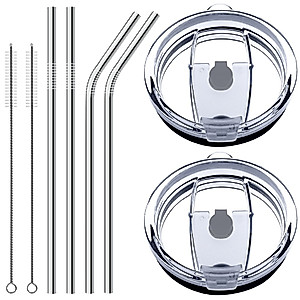 30 oz Tumbler Lids with Drinking Straws, Fits for YETI Rambler, Ozark Trail, Old Style Rtic (Launched before 2016) and More, SENHAI Spill-proof Splash
