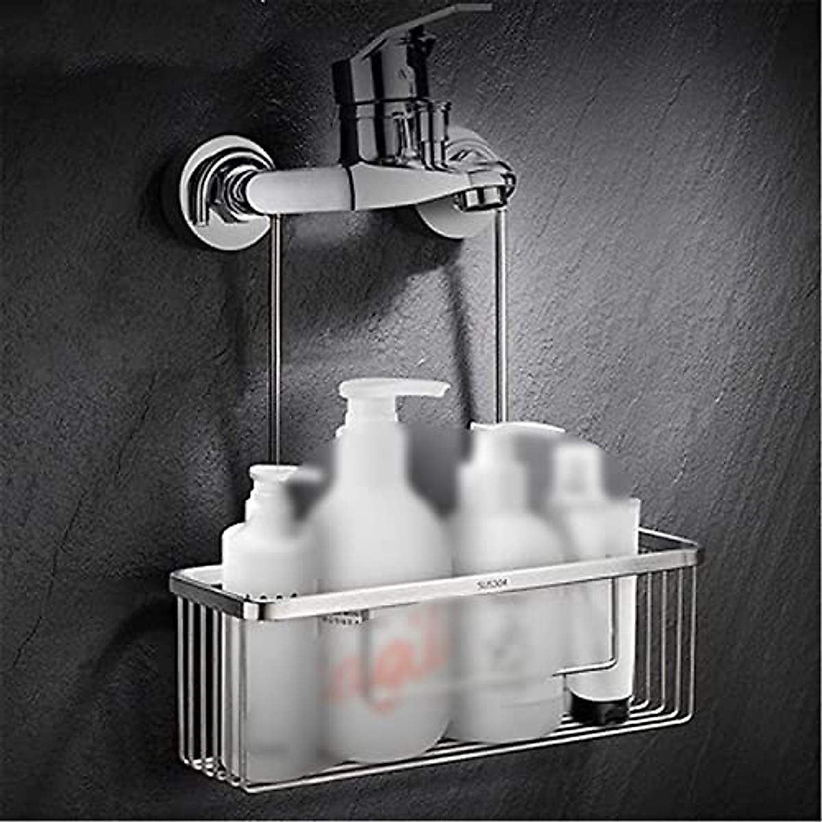 Tbkoly Hanging Basket Bathroom Shelf Storage Rack Shelves,Hanging Shower Caddy Stainless Steel Punch-Free Shower Room Shower (Color:Silver,Size:One Size)