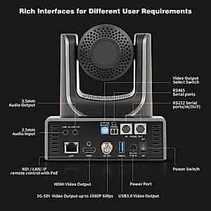 zowietek New PTZ Camera PoE NDI AI Tracking 20X SDI HDMI USB IP Live Streaming + Network Controller 4D joystick PoE 5 Inch LCD Screen Decoding H.264 and H.265 Compatible with Dome Security IP Camera