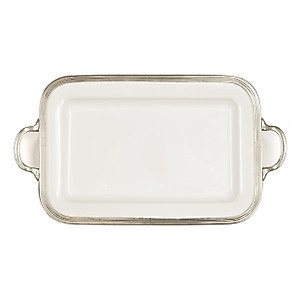 Arte Italica Tuscan Rectangular Tray with Handles, White