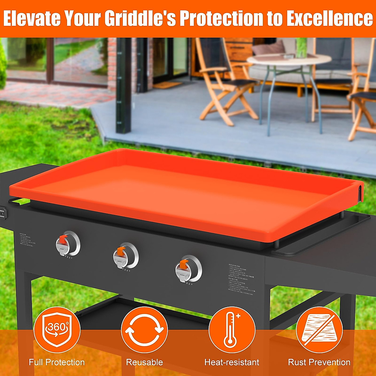 Silicone Griddle Mat Cover for Blackstone - 28 Inch True All-Encompassing Coverage Heavy Duty Food Grade Grill Buddy Mat, All Season Cooking Surface Protective Cover