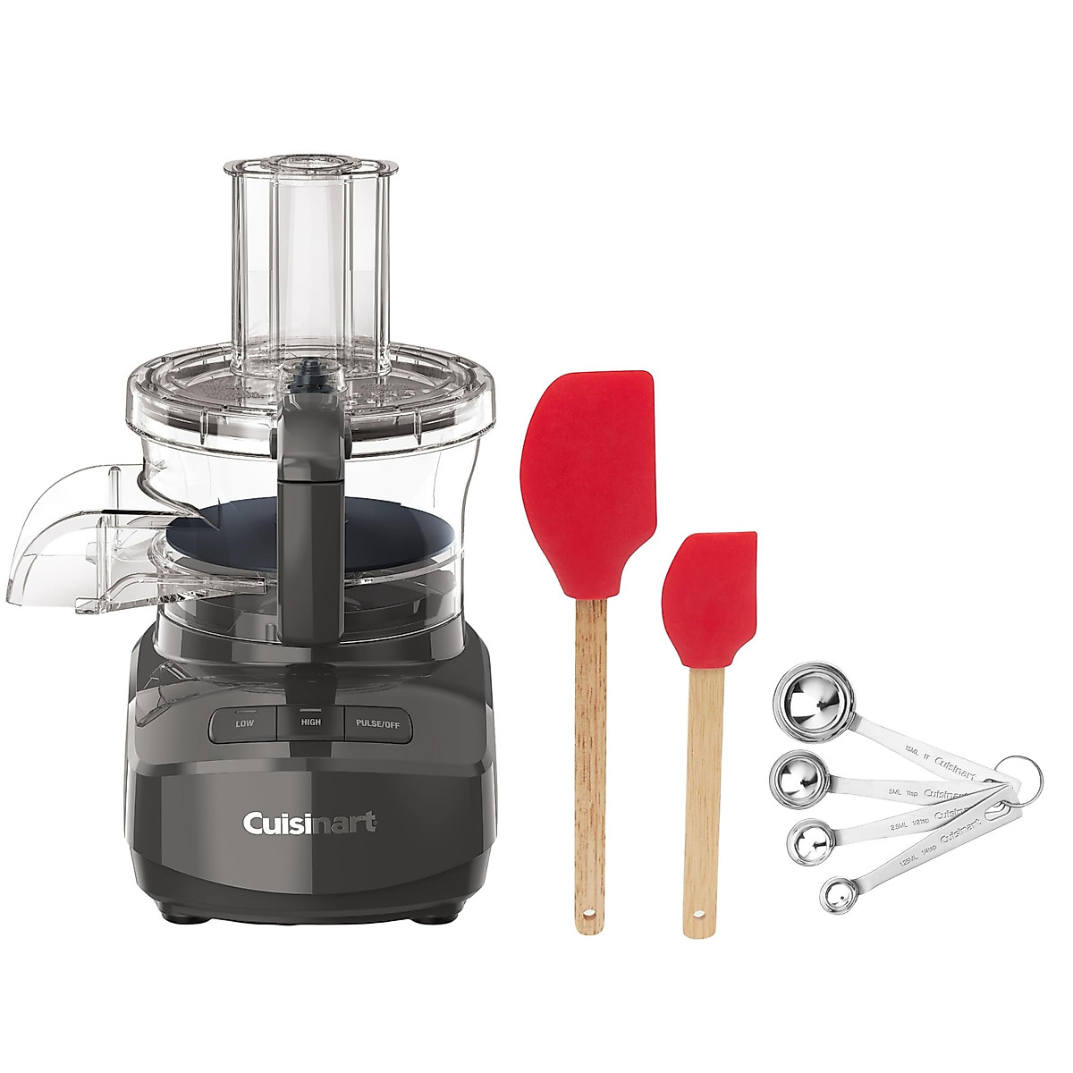 Cuisinart 9-Cup Food Processor (Gray) - Efficient Universal Blade, In-Bowl Storage, and Quick Chopping - Kitchen Appliance for Home Chefs Bundle with Measuring Spoons, and 2-Piece Spatula (3 Items)