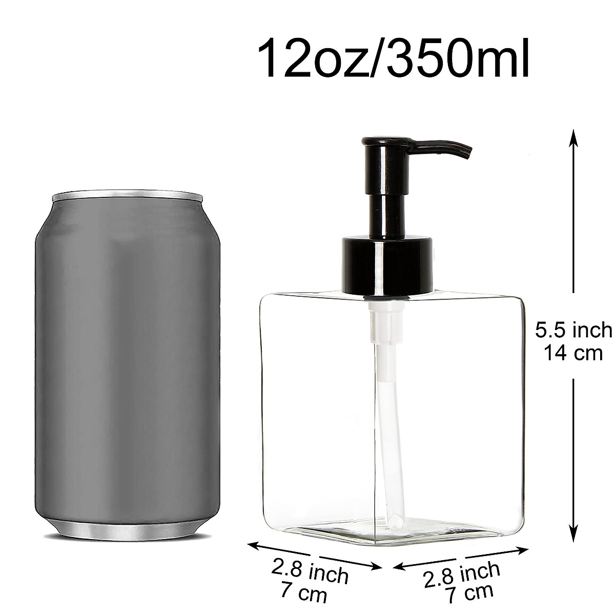 Youngever 5 Pack Clear Plastic Square Pump Bottles, Refillable Plastic Pump Bottles for Dispensing Lotions, Shampoos (12 Ounce)