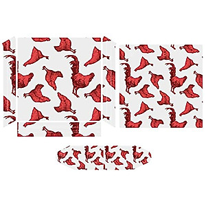 Red Hens and Cock Sticker for P-S4 Controller Full Protective Skin Cover Design Wrap Decal Sticker Compatible with P-S4 Print