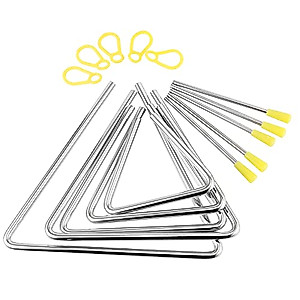 MUKCHAP 6 Pack Musical Triangle Instrument Set, 4, 5, 6, 7, 8, 9 Inch Musical Triangle with Striker, Musical Steel Triangle Percussion Instrument for Rhythm Education and Ornament