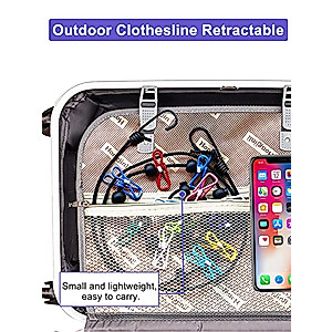 GOJUSO Elastic Clothesline for Travel 70.86 Inch Portable Camping Storage Travel Hanging Clothes Line Cool Gadgets for Rv Camp Picture