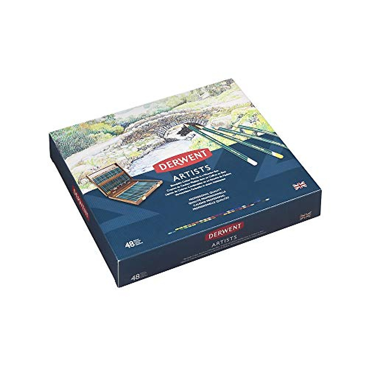 Derwent Artists Color Pencils, 4mm Core, Wooden Box, 48 Count (0700643)