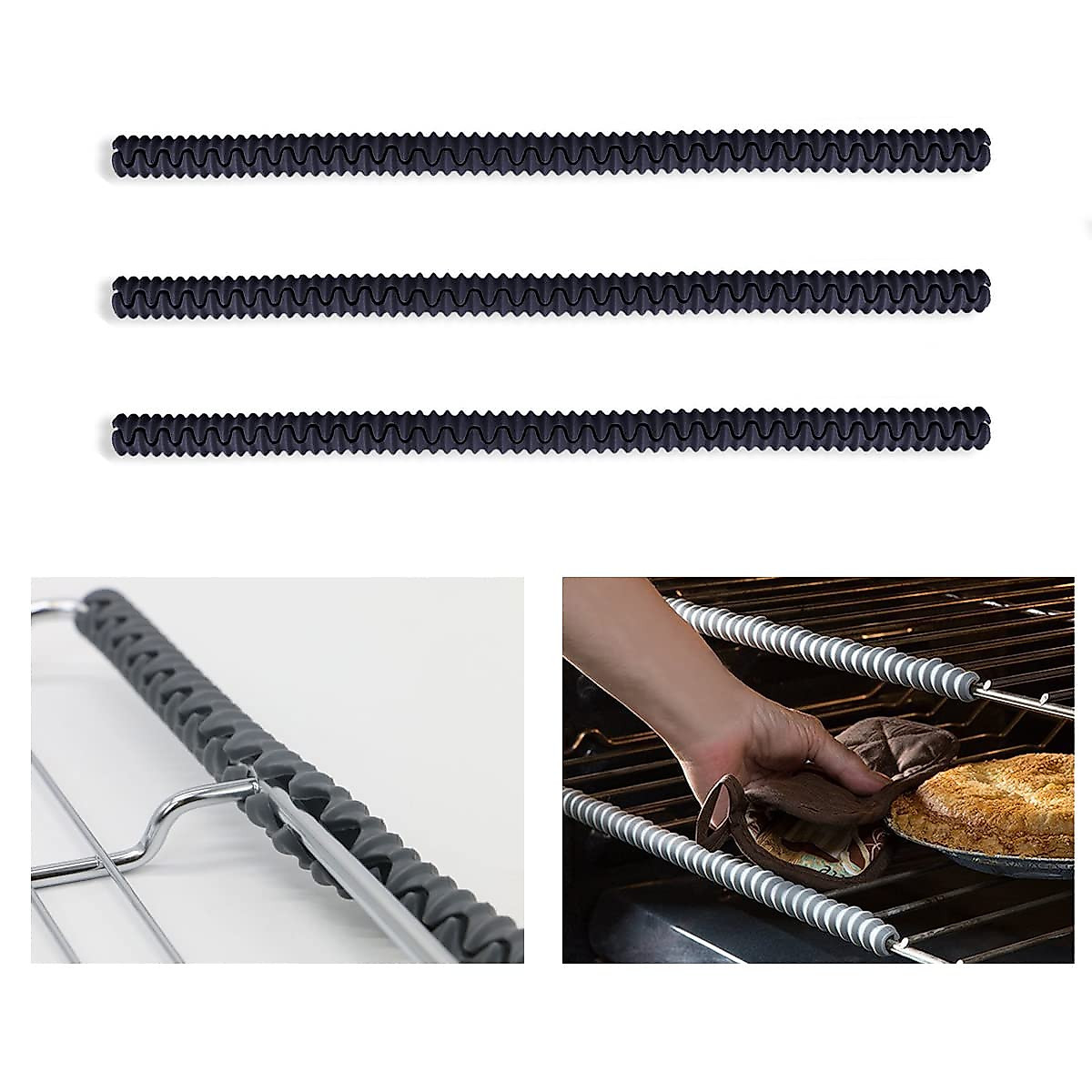 4PCS Silicone Oven Rack Shields Oven Rack Protectors Oven Shelf Guard Toaster Baking Edge Shields Heat Resistant Protect Against Burns and Scars