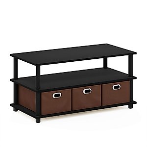 FURINNO Turn-N-Tube Coffee Table, 31.22D x 15.5W x 15.8H in, Black Oak/Black/Brown