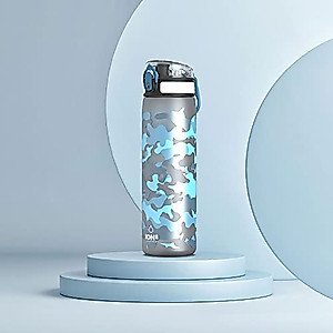 Ion8 Leak Proof Slim Water Bottle, BPA Free, Blue Camo, 600ml