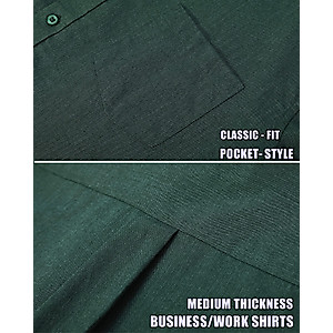 MGWDT Men's Dress Shirts Long Sleeve Oxford Button Down Shirt Classic-Fit Cotton Blouse Wrinkle Resistant Duck Green L 35