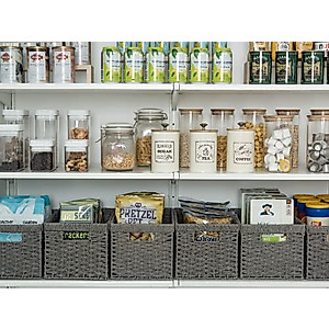 StorageWorks Storage Baskets, Rectangular Wicker Baskets with Built-in Handles, Decorative Storage Boxes