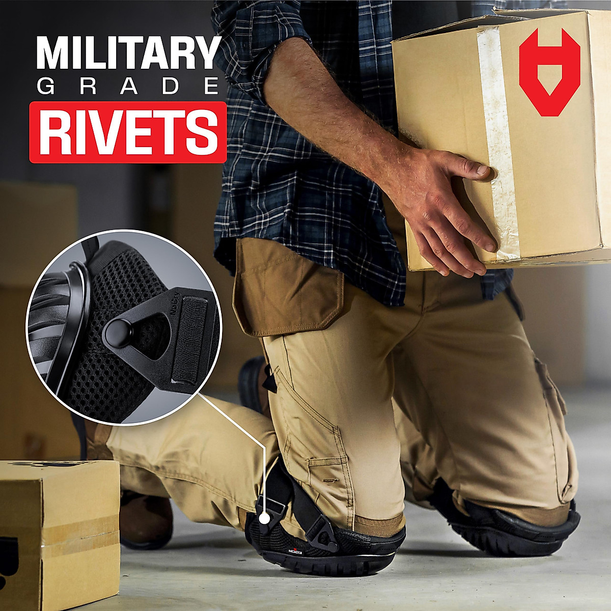 NoCry Professional Knee Pads for Work; Gardening & Construction Knee Pads for Men and Women with Thick Gel Cushion, Double Straps and Adjustable Clips; Industrial Heavy Duty Tactical Knee Pads