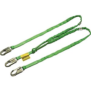 Miller by Honeywell 232TWLS/6FTGN 6-Feet Manyard High Performance HP Shock-Absorbing Webbing Lanyard with 3 Locking Snap Hooks, Green