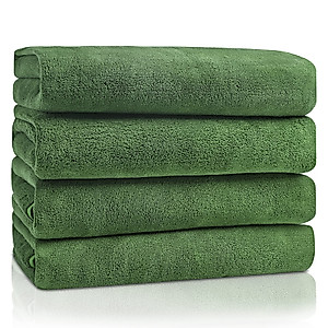 GraceAier Ultra Soft Bath Towels 4 Pack (28" x 56") - Quick Drying - Microfiber Coral Velvet Highly Absorbent Towel for Bath Fitness, Bathroom, Sports, Yoga, Travel