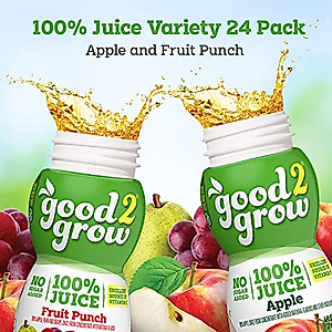 good2grow 100% Apple and Fruit Punch Juice 24-pack of 6-Ounce BPA-Free Juice Bottles, Non-GMO with No Added Sugar and an Excellent Daily Source of Vitamin C. SPILL PROOF TOPS NOT INCLUDED (Pack of 24)