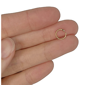 CZ Nose Ring 20 gauge 8 mm 5/16 inch with 2 mm Round CZ, Simulated Diamond Nose Hoop, Bezel Set Cubic Zirconia Nose Jewelry (14k Solid Gold)