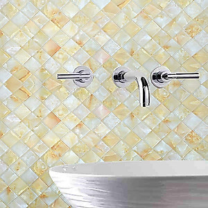 GLOW4U Waterproof Gloss Marble Tile Contact Paper Self Adhesive Vinyl Granite Shelf Liner for Kitchen Countertops Backsplash (15.7x117 Inches)