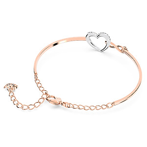 SWAROVSKI Infinity Heart Women's Bangle Bracelet with a Rose-Gold Tone Plated Bangle, Clear Crystals and Lobster Clasp