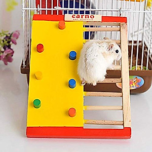 Hypeety Pet Hamster Colorful Wooden Climbing Wall and Ladder Molar Gerbil Rat Chinchillas Guinea Pig Small Animal Toy