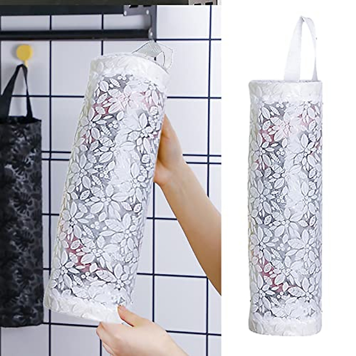 Kitchen Hanging Bag, Round Rubbish Bag Storage Bag Miscellaneous Wall Hanging Organizer, Convenient Extraction Box Storage Bag