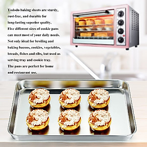 Baking Sheet with Silicone Mat Set, Yododo Set of 4 (2 Sheets + 2 Mats), Stainless Steel Cookie Sheet Baking Pan Tray with Silicone Mat, Non Toxic & Heavy Duty & Easy Clean - Size of 12 inch