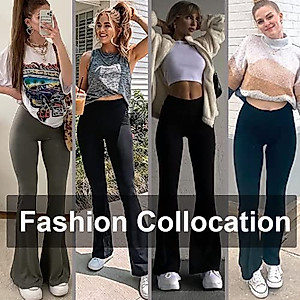 GET-FA Flare Leggings for Women-Bootcut Yoga Pants for Women High Waisted Workout Bootleg Work Pants Dress Pants Black
