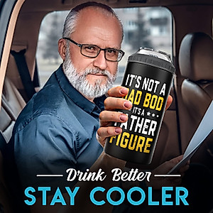 COUPLE FOX Father's Day Funny Gifts - Beer Gift For Men From Wife - Dad Bod Beer Can Cooler - Skinny Can Coozie for 12Oz Cans - Great Gift For Dad on Birthday, Christmas