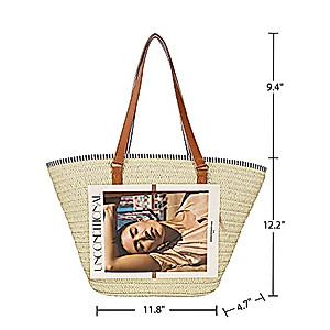 Womens Large Straw Shoulder Bag Beach Tote Handbag Purse with Tassel for Summer